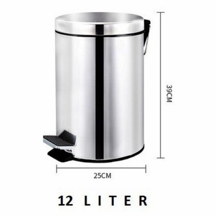 Jual PREMIUM Tempat sampah injak 12 liter stainless / dust bin pedal 12 liter | Shopee Indonesia