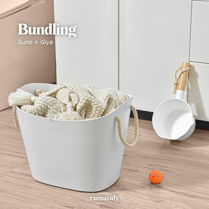 Jual Bundling Baskom + Gayung Putih Estetik Nordic Style Mewah ...