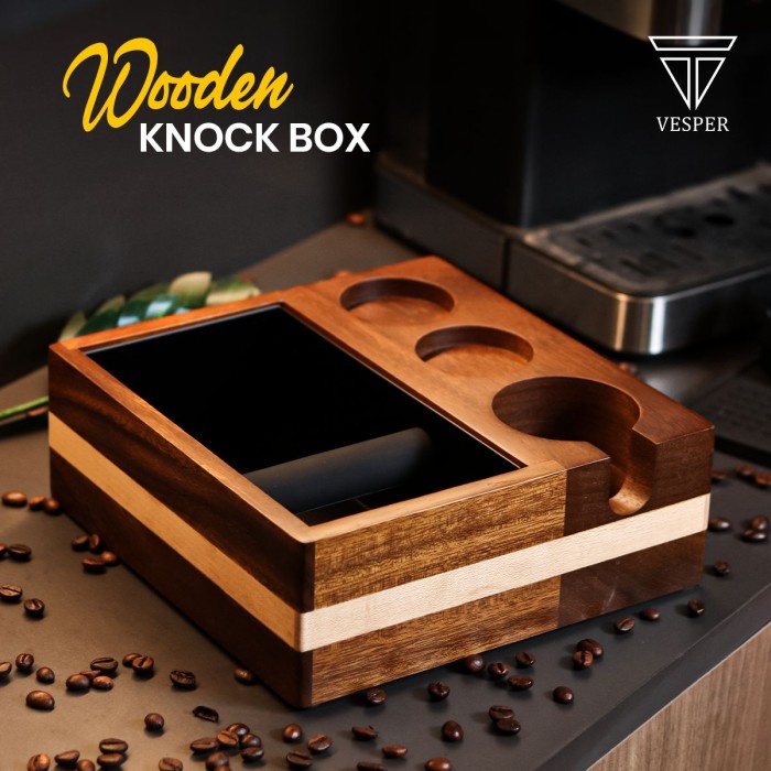 Jual terbaru !!! wooden acacia knock box storage coffee grounds set ...