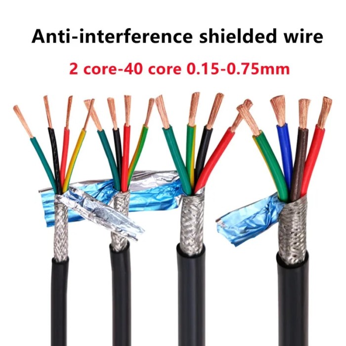 Jual Shielded cable 18AWG 2/3/4/5/8 core 26/24AWG 22AWG/20AWG 10-24 ...