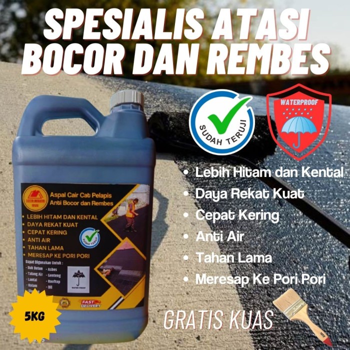 Jual Aspal Cair Cat Pelapis Dak Beton Dinding Lantai Talang Air Anti ...