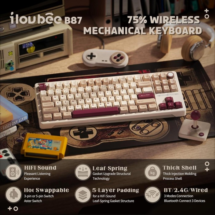 Jual [Good] ILovBee B87 Tri Mode RGB Wireless TKL Layout Mechanical ...