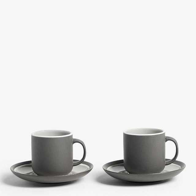 Jual Cangkir Teh Kopi Set Keramik Puritan Cup & Saucer 250ml Dark Grey ...