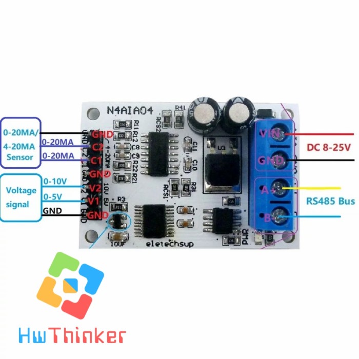 Jual Jt Mntb" N4Aia04 Signal Acquisition 4-20Ma 0-10V Adc To Rs485 ...