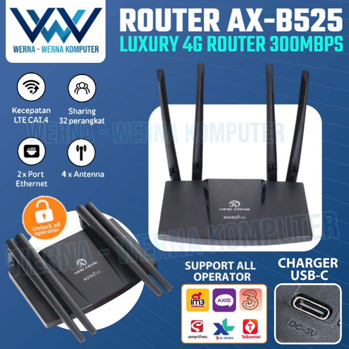Jual Router Modem Wifi 4G Lte Ax-B525 All Operator Gsm 4 Antena Ax B525 ...