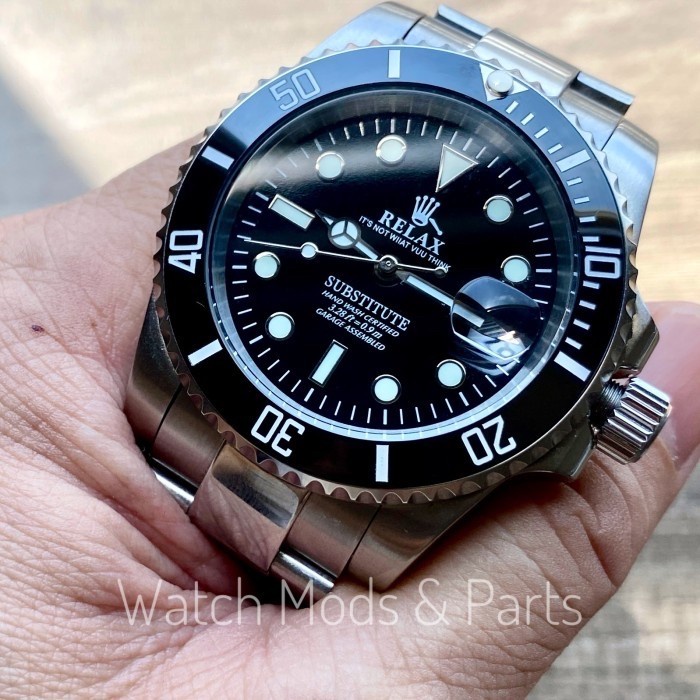 Jual WMNP Seiko Mod Relax Substitute Submariner Deep Black Enamel Dial ...