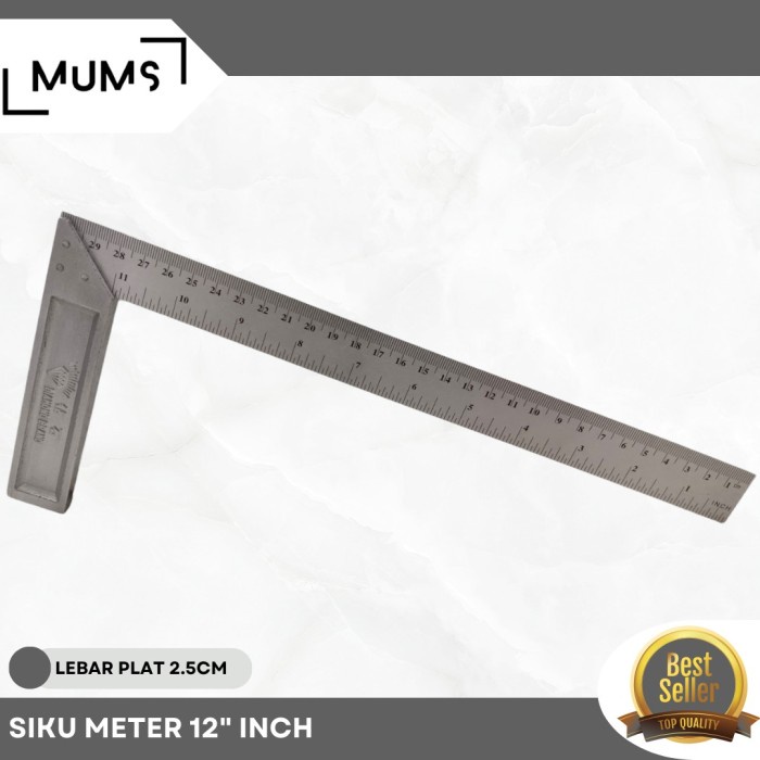 Jual ALAT SIKU METER 30CM / SIKU TUKANG / SIKON 12 INCH | Shopee Indonesia