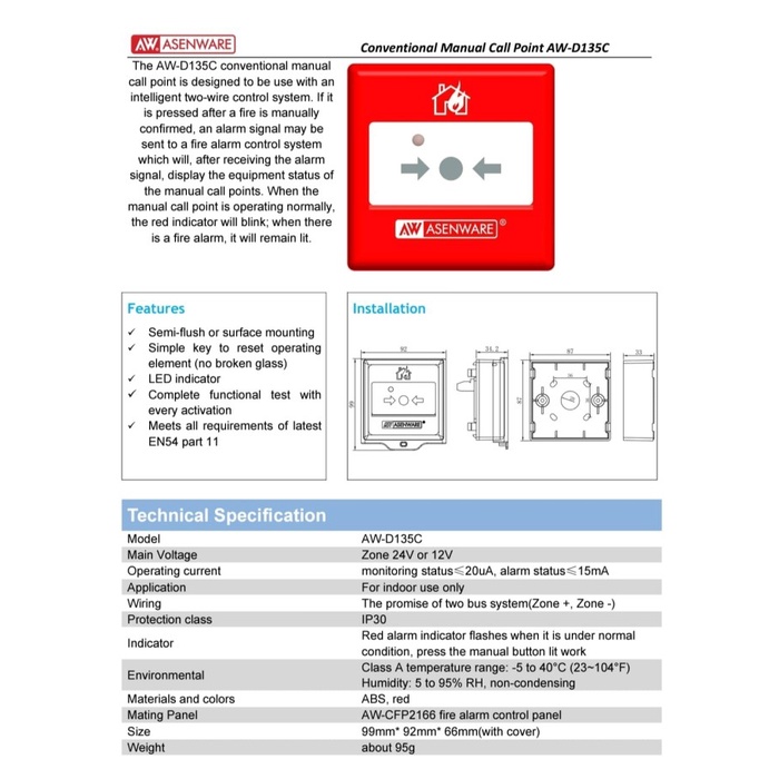 Jual CONVENTIONAL MANUAL CALL POINT (LPCB APPROVAL) | Shopee Indonesia