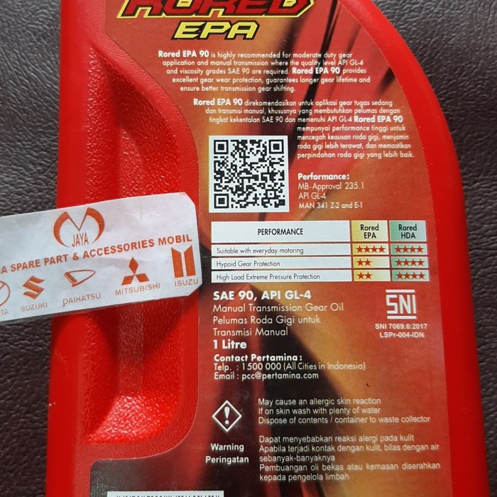Jual Oli Transmisi Sae 90 Rored Pertamina 1Liter (Khusus Gosend) Kode ...