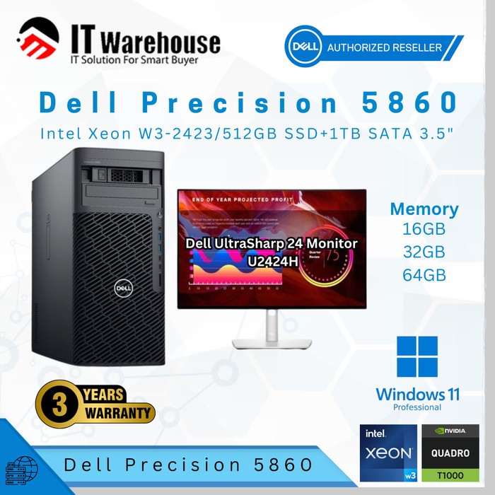 Jual PC Workstation Dell Precision 5860 Intel Xeon W3-2423/NVIDIA T1000 ...