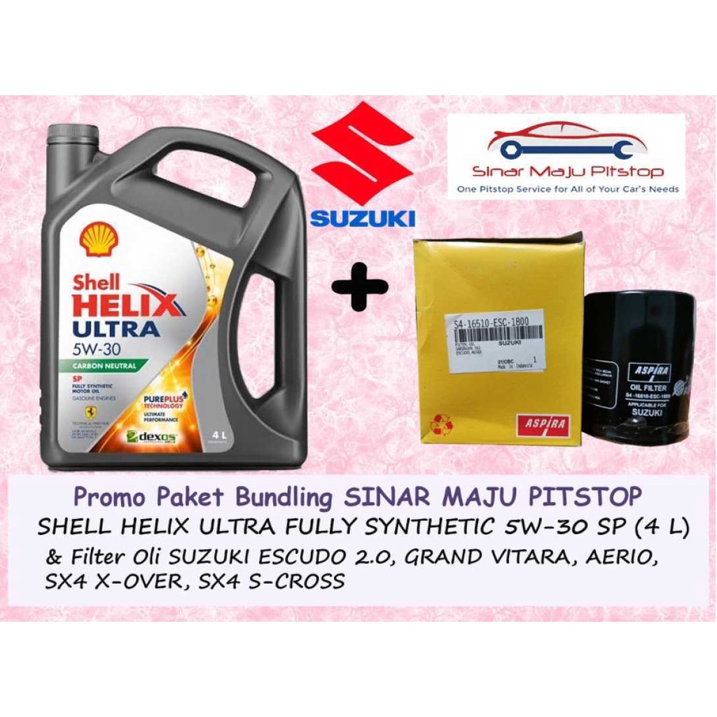 Jual Paket Bundling Oli SHELL HELIX ULTRA HX8 5W-30 API SP FULLY ...