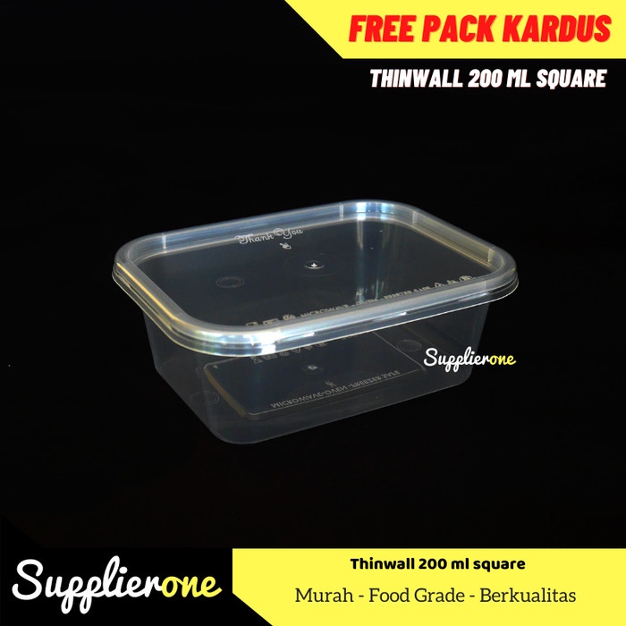 Jual ada- Thinwall 200 ml Kotak / Thinwall 200 ml Rectangle / Lunch Box Plastik | Shopee Indonesia