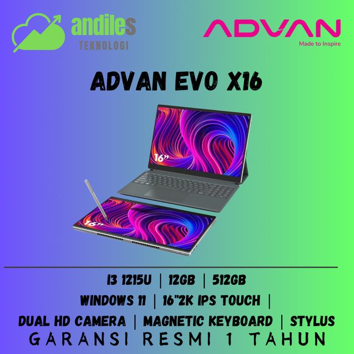 Jual ADVAN EVO X16 i3 1215U 12GB 512GB 16"2K IPS Touch Stylus Windows ...
