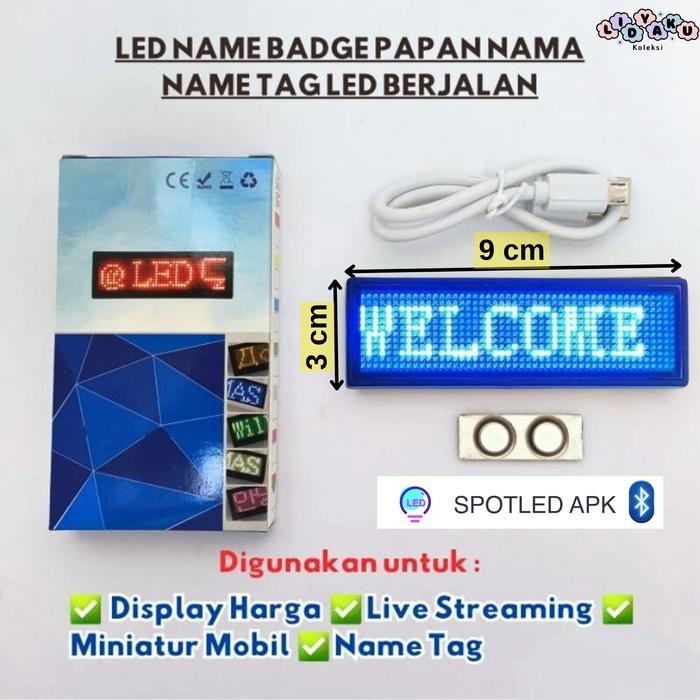 Jual PROMO! Nametag LED Mini Custome Bluetooth Papan Nama Elektronik Running Text | Shopee Indonesia