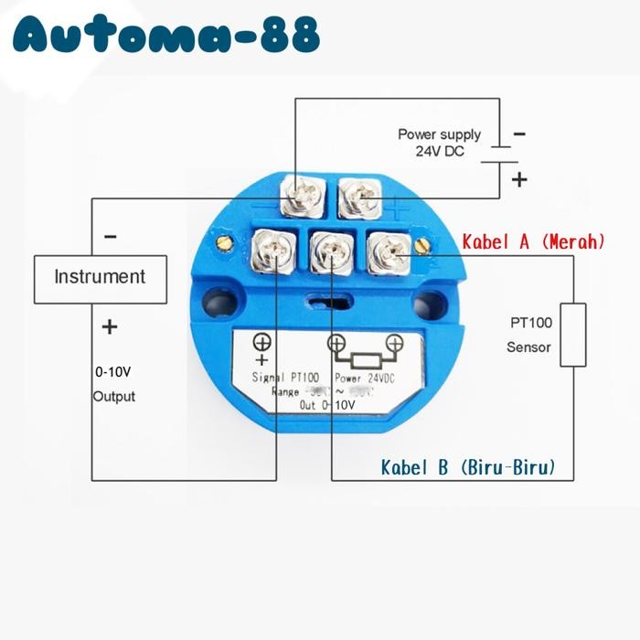 Jual Mantab Temperature Transmitter Pt100 -50-200C Output 0-10V Dc 24V ...