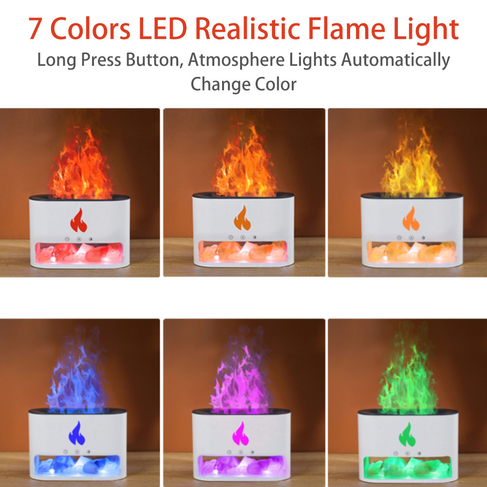 Jual 7 Colors Ambient Light Fireplace Air Humidifier for Home Flame ...
