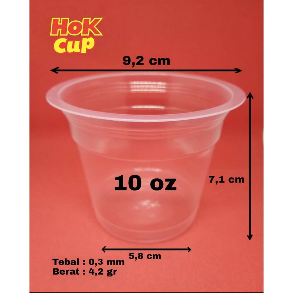 Jual [50 PCS] Gelas Pop Ice HOK Ukuran 10oz / Gelas Plastik Bening Pop ...