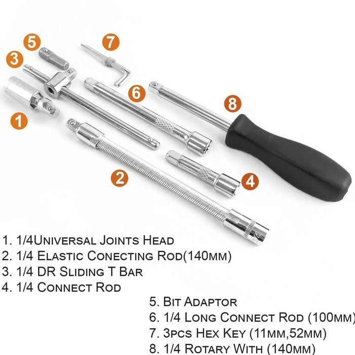 Jual Ready!! Suksestech Obeng Socket Set 46PCS Kunci Sock 1/4 Socket ...