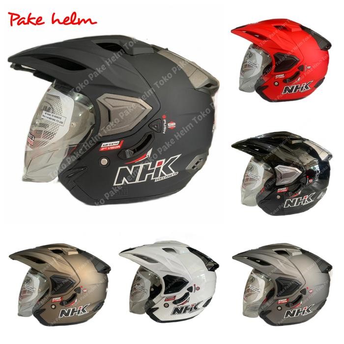 Jual Helm nhk half face predator crypton double visor solid | Shopee Indonesia