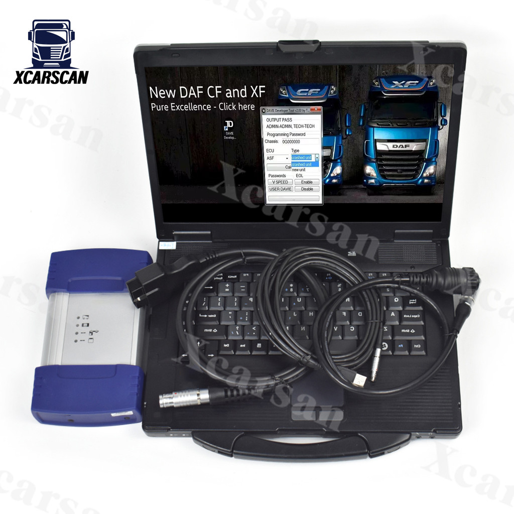 Jual BEST SELLER 5.6.1 Davie For DAF Diagnostic Tool CF53 Laptop for ...