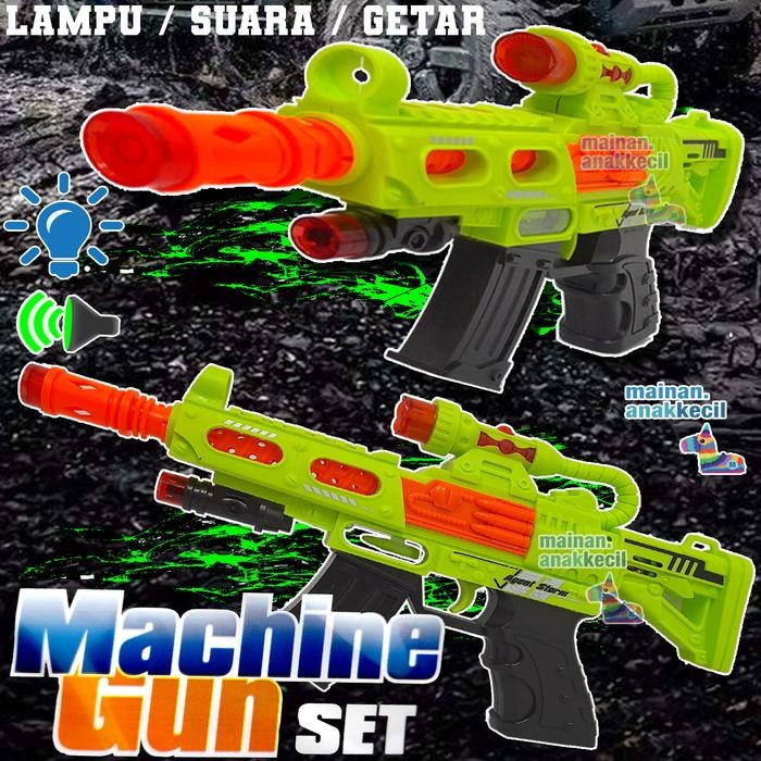 Jual MAINAN ANAK TEMBAK TEMBAKAN PISTOL MACHINE GUN ELEKTRIK LAMPU ...
