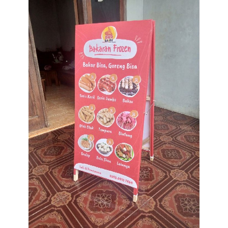 Jual Stand Banner Kayu Untuk Bakaran Frozen Food | Shopee Indonesia