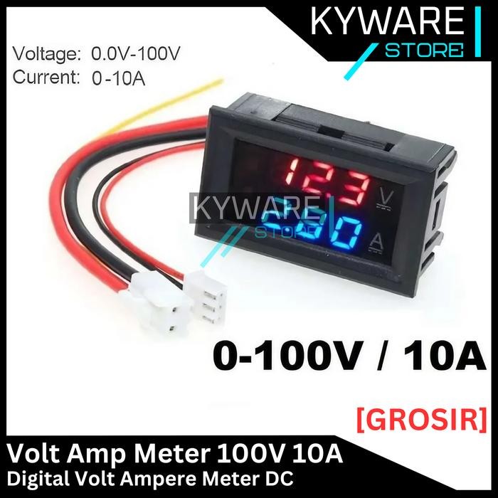Jual New Digital Volt Ampere Meter 100V DC 10A Sensor Voltmeter Amperemeter | Shopee Indonesia