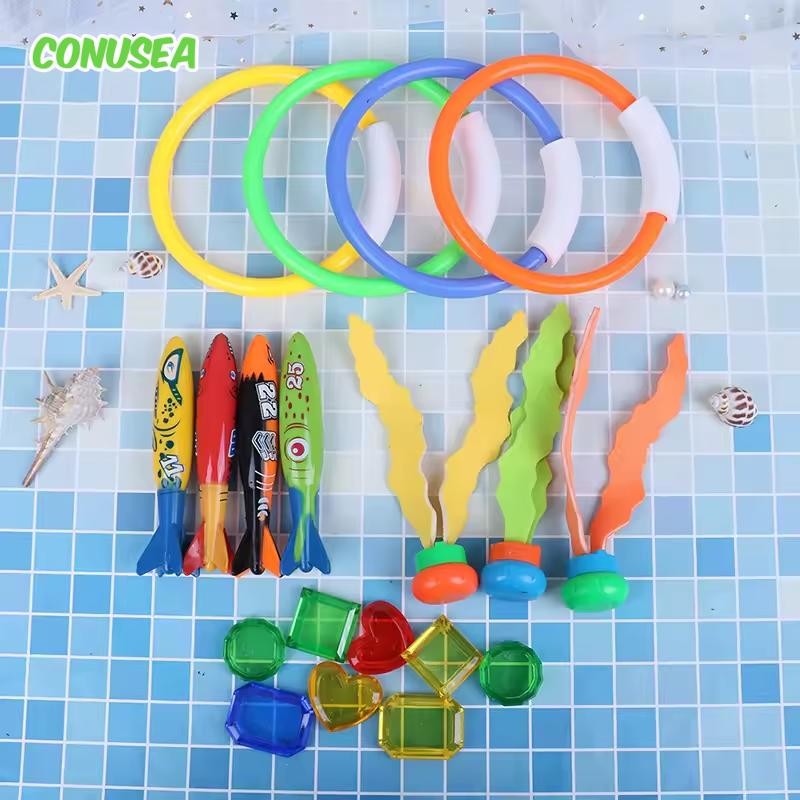 Jual Swimming Pool Treasure Hunt Diving Toy Set Torpedo Fish Water ...