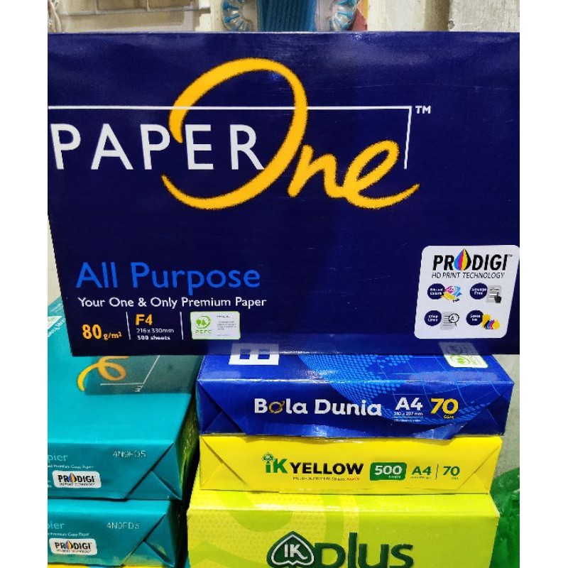 Jual Kertas HVS Folio / F4 80gram Paper One (1 rim) SameDay & instant ...