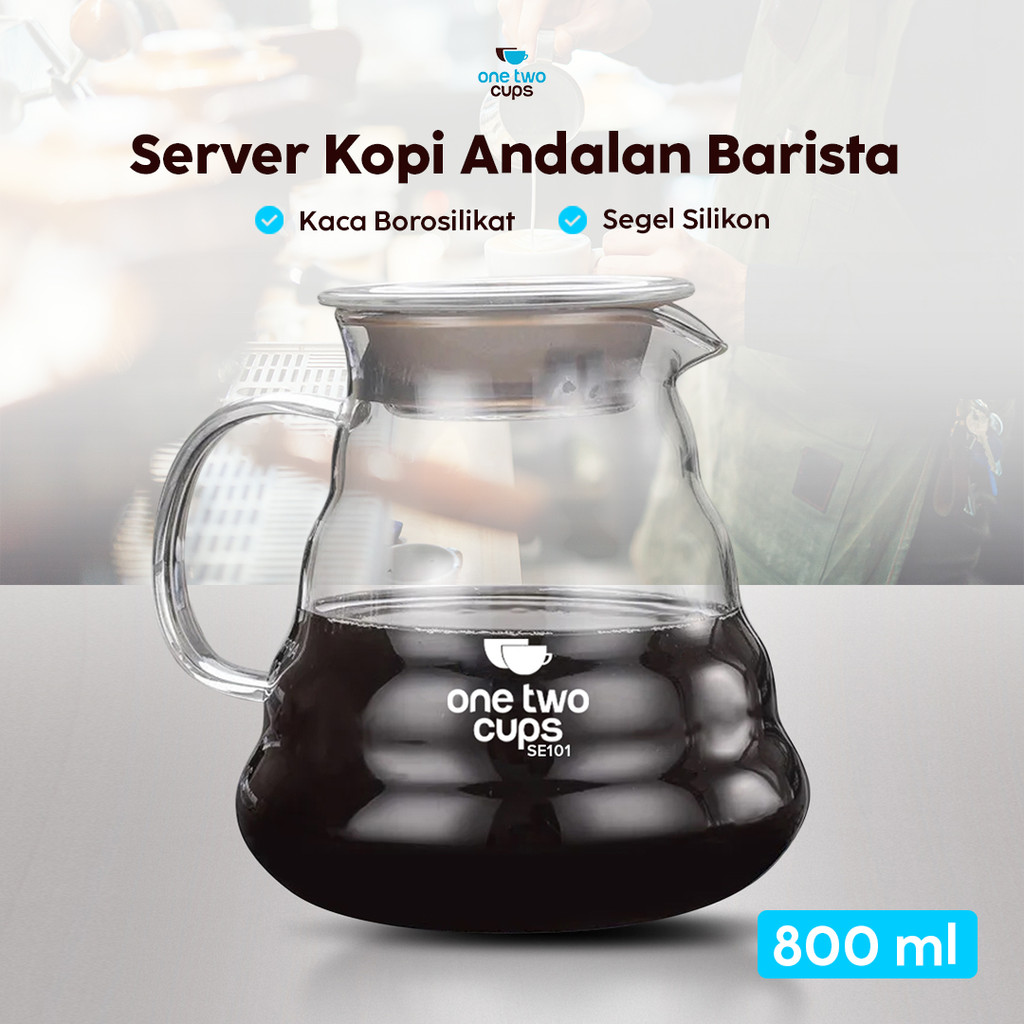 Jual Coffee Server V60 Drip Pour Over Borosilicate Glass/Kaca Kapasitas 800ml 600ml 360ml ...