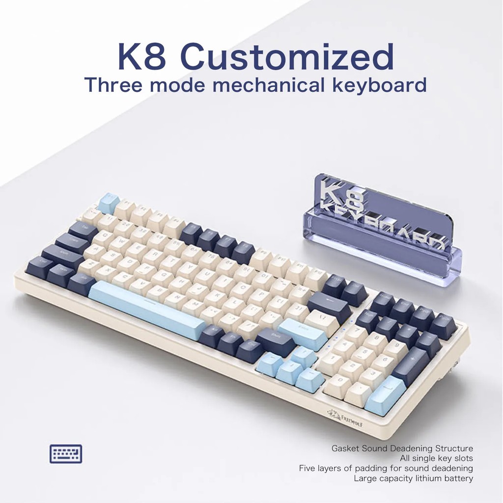 Jual K8 Wireless Mechanical Keyboard Tri-Mode Connection,100 Key,Full ...