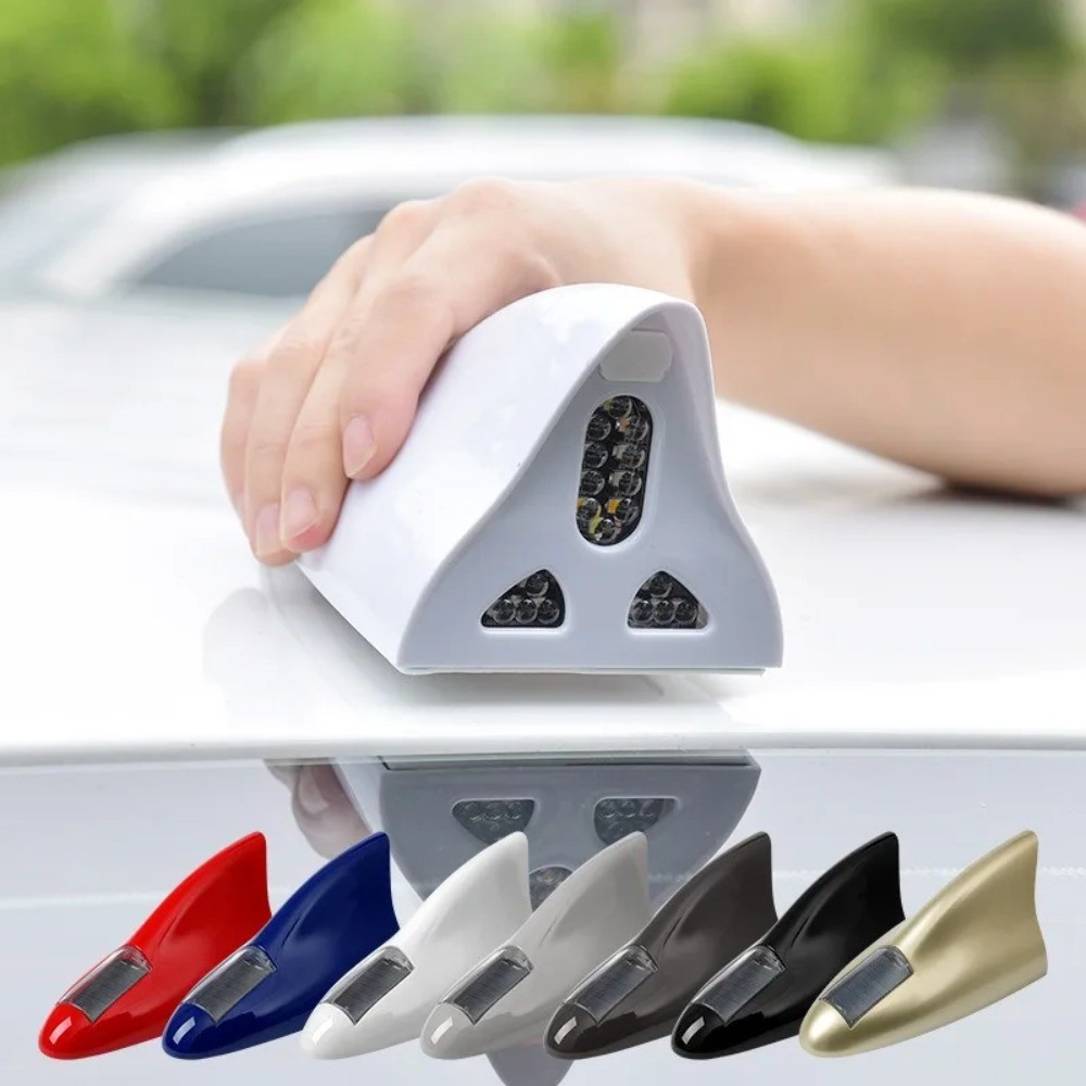 Jual Car Solar Shark Fin Antenna Explosion Flashing Light Remote ...