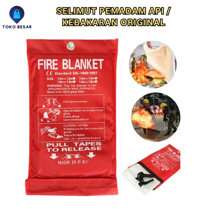 Jual 1,5 X 1,5 Fire Blanket Kain Selimut Anti Api Pemadam Api Kebakaran ...