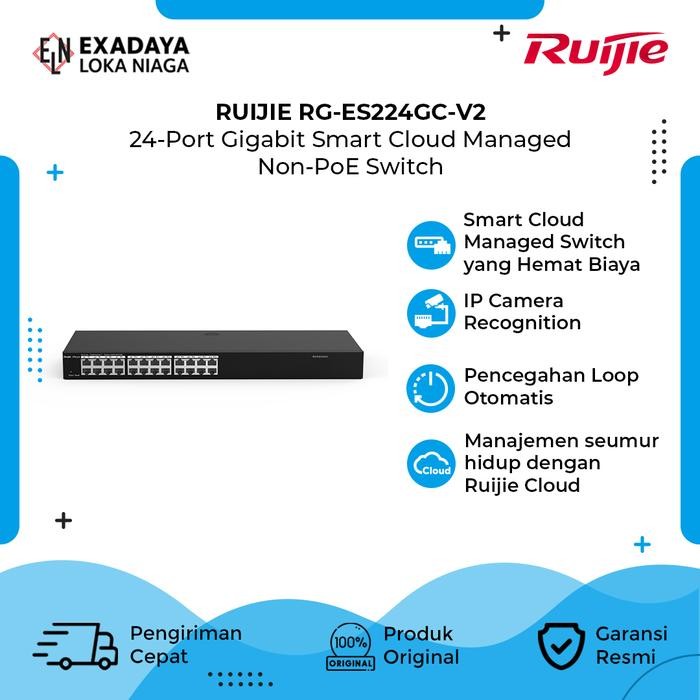 Jual Ruijie RG-ES224GC V2 , 24 Port Gigabit Smart Cloud Managed Non PoE Switch | Shopee Indonesia