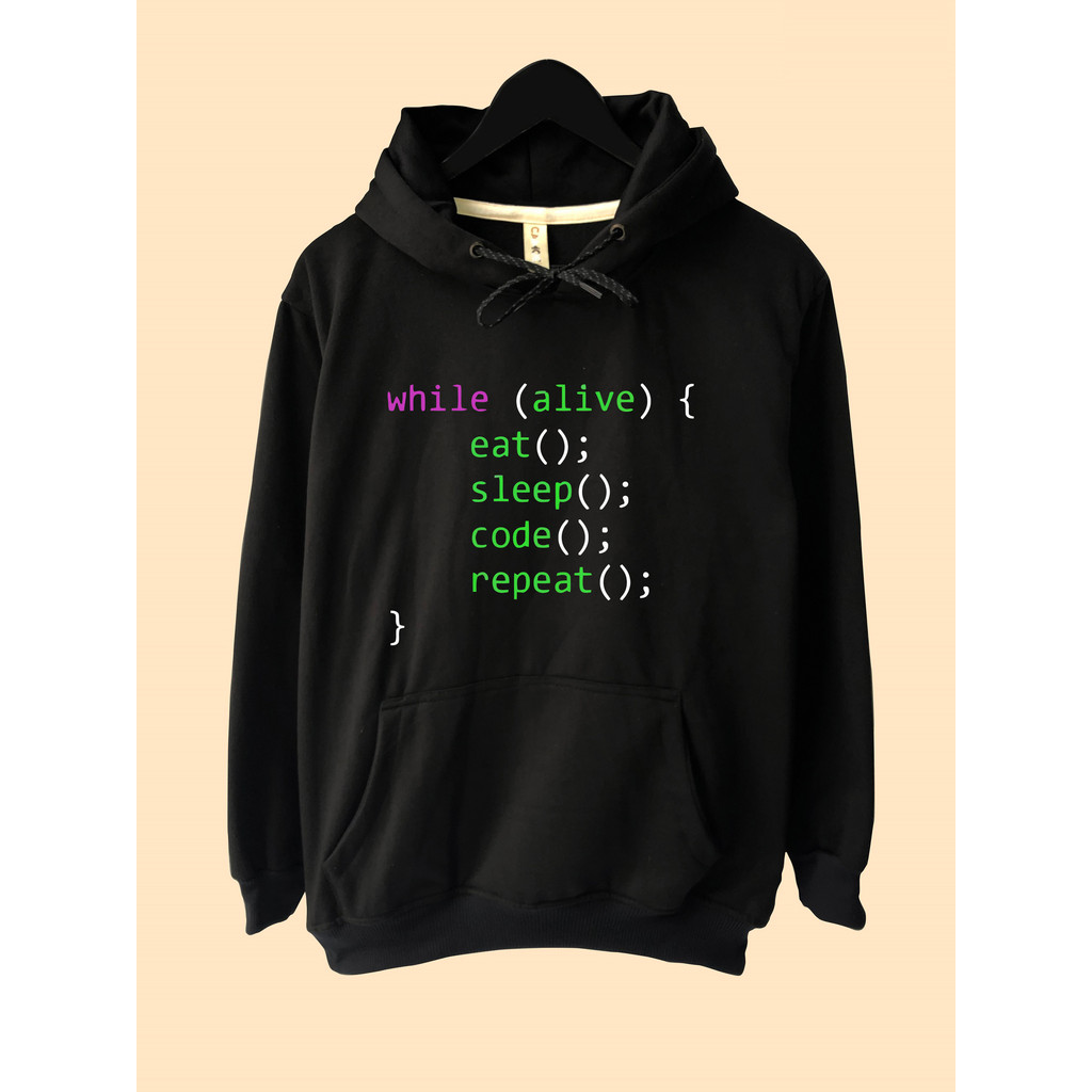 Jual Hoodie Sweater Profesi Programmer Coder Coding Eat Sleep Code Repeat | Shopee Indonesia
