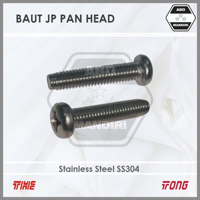 Jual SS304 Baut JP Stainless M4 X 60 ( SUS304 A2-70 Pan Head Machine Screw ) M4x60 / 4x60 / Baut ...