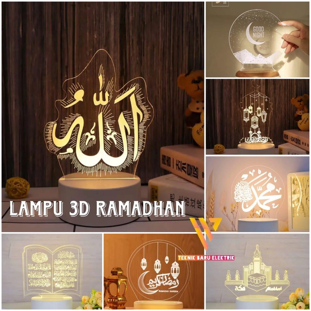 Jual LAMPU 3D ACRYLIC KALIGRAFI RAMADHAN UNIK 3 WARNA LED UNTUK KAMAR ...