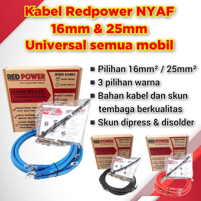 Jual Kabel Ground Wirekit Grounding Mobil Redpower Nyaf 16Mm 25Mm ...