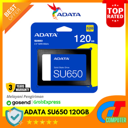 Jual MD ADATA SSD SU650 120GB / 256 / 512 SATA III ( R/W Up to 520 / 450MB/s ) | Shopee Indonesia