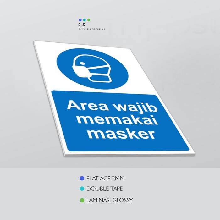 Jual SAFETY SIGN K3 - WAJIB MEMAKAI MASKER PLAT 2mm | Shopee Indonesia