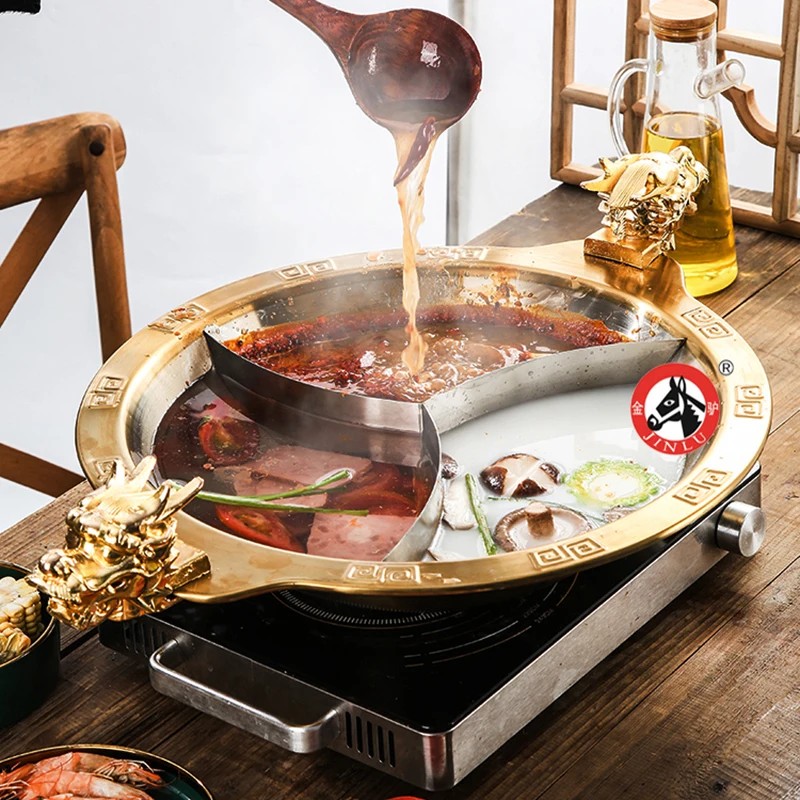 Jual Stainless Steel Gas Induction Cooker Hot Pot 36/38cm Golden Dragon ...