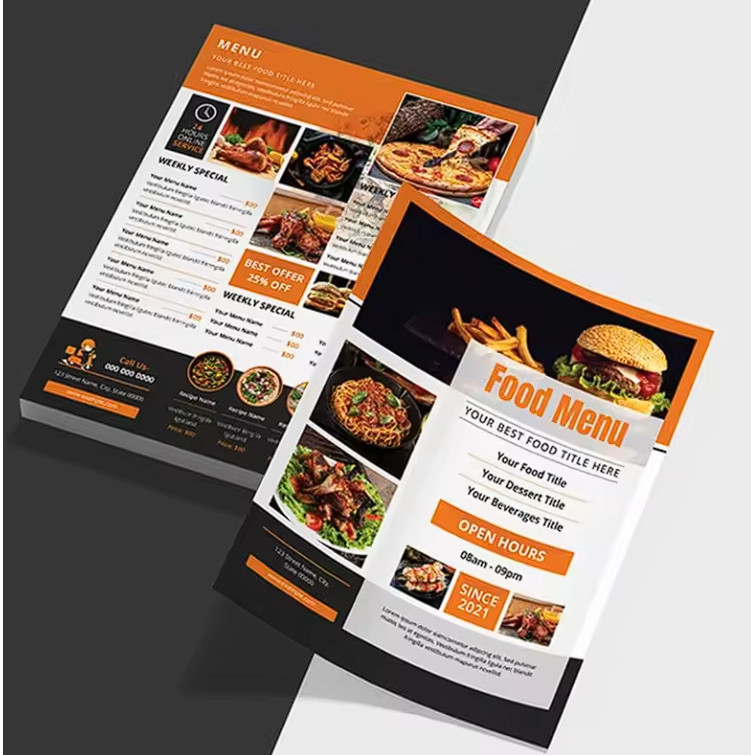 Jual 200pcs size A5 A6 Custom printing service poster restaurant menu ...