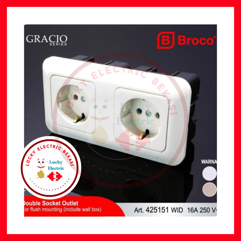 Jual STOP KONTAK + STOP KONTAK BROCO GRACIO 425151WID | Shopee Indonesia