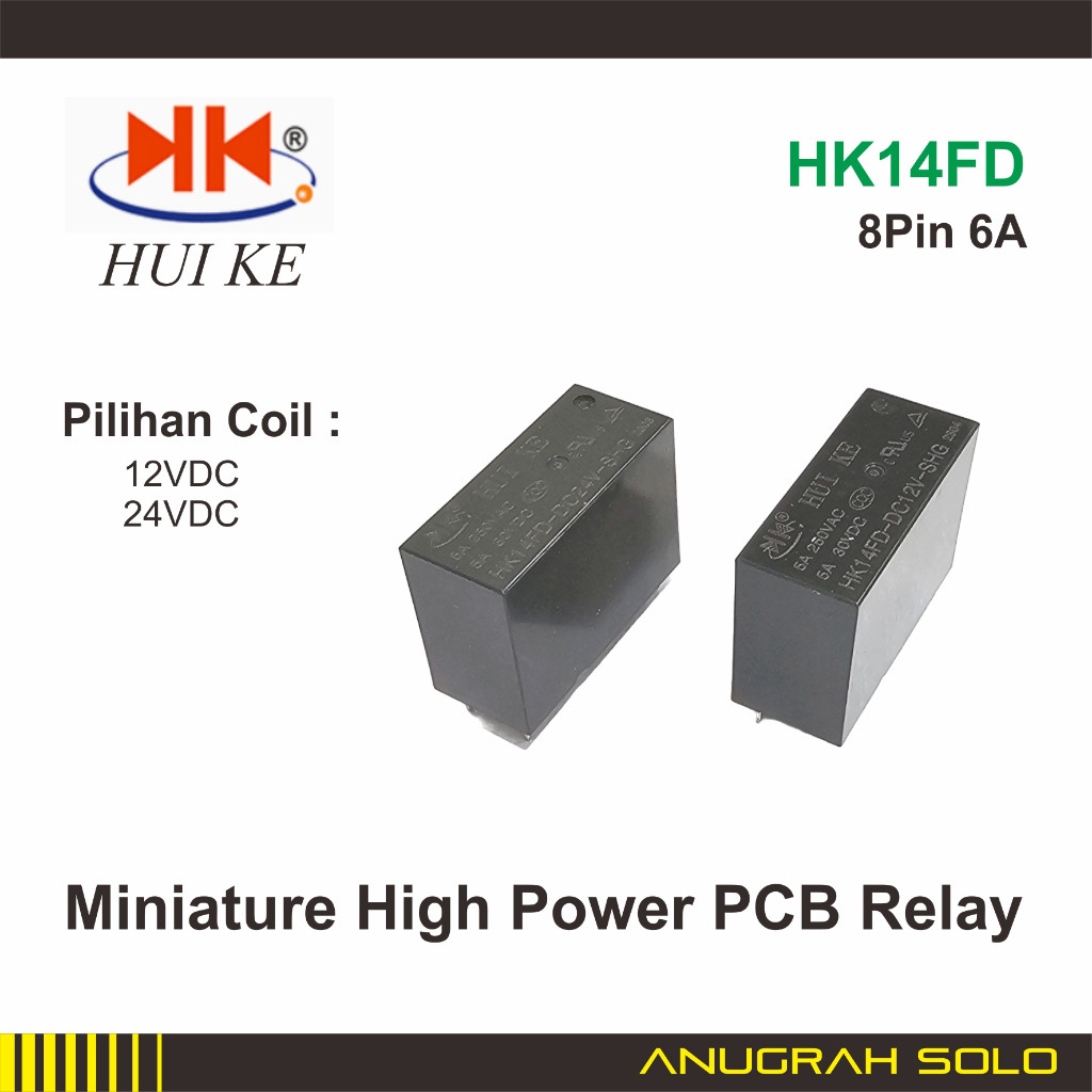 Jual Relay HUIKE HK14FD Relay 8 Kaki 5A 12VDC 24VDC Miniature High ...