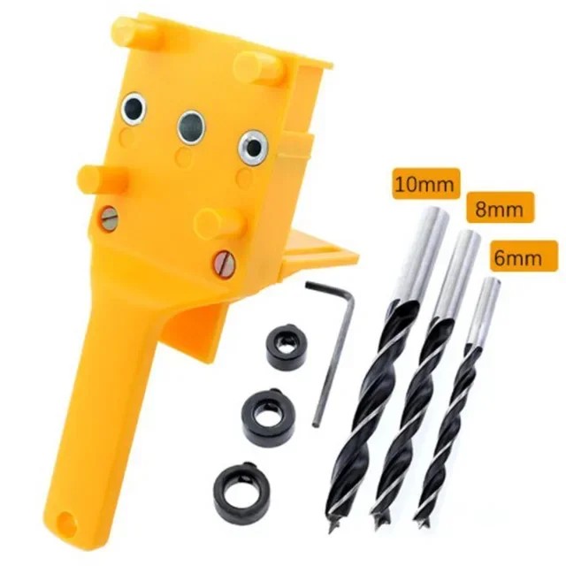 Jual Doweling Jig 6/8/10mm Handheld Pocket Hole Jig Set Woodworking ...