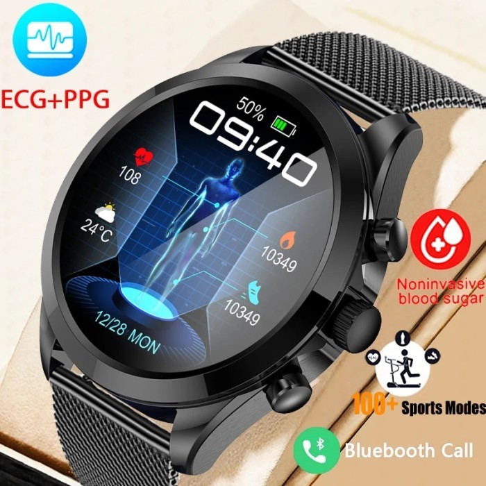 Jual ECG+PPG Smart Watch Men Bluetooth Call Clock Heart Rate Blood ...