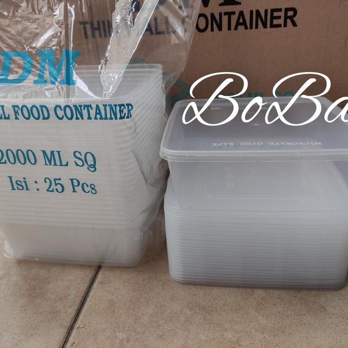 Jual Kitchsy- Thinwall 2000Ml Sq Kotak Makan Bening Food Container ...