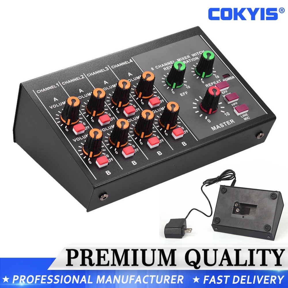 Jual NWK Upgraded 8 channel hub audio mixer home microphone with reverb ...