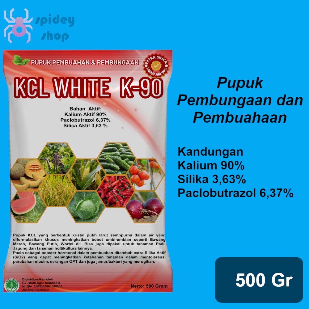 Jual Pupuk Kalium KCL White K90 500 Gram plus Silika dan Paclobutrazol ...