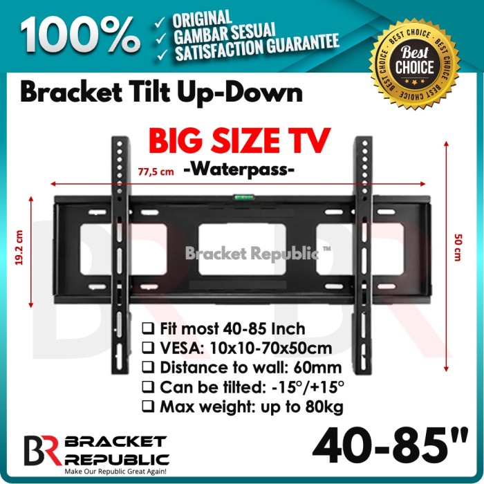 Jual Bracket Braket Breket TV 50 55 60 65 70 75 80 inch Big SIze TV ...